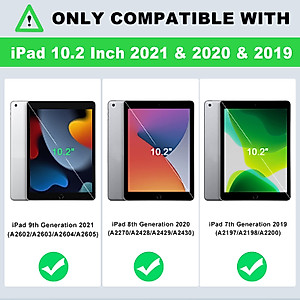 TIMISM 3-Layer Protective Case for iPad 9th/8th/7th Generation 10.2 Inch (2021-2019) | Built-in Kickstand, Military-Grade Drop Protection, Eye-Friendly Green Cover & Enhanced Grip, Black+Green