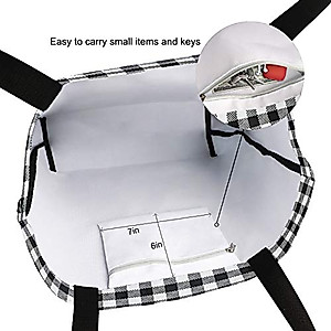 ALAZA Black Plaid Large Canvas Tote Bag for Women Girls