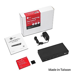 SIIG 4-Port Quad Computers Keyboard and Mouse Roaming Control Switch with USB 2.0 Hub, KM Switch, Support Windows, Mac and Linux Switch Button, Hotkeys,TAA Compliant (JU-SW4311-S1)