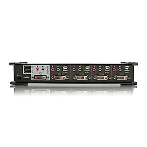 IOGEAR 4-Port DVI KVMP Switch - 1920 x 1200 60Hz - LED Display - Auto Scan Mode - 2.1 Audio w/Mic - 2 USB 2.0 Hub For Peripherals Sharing - Plug n Play - Win Linux Mac Sun - TAA Compliance - GCS1104