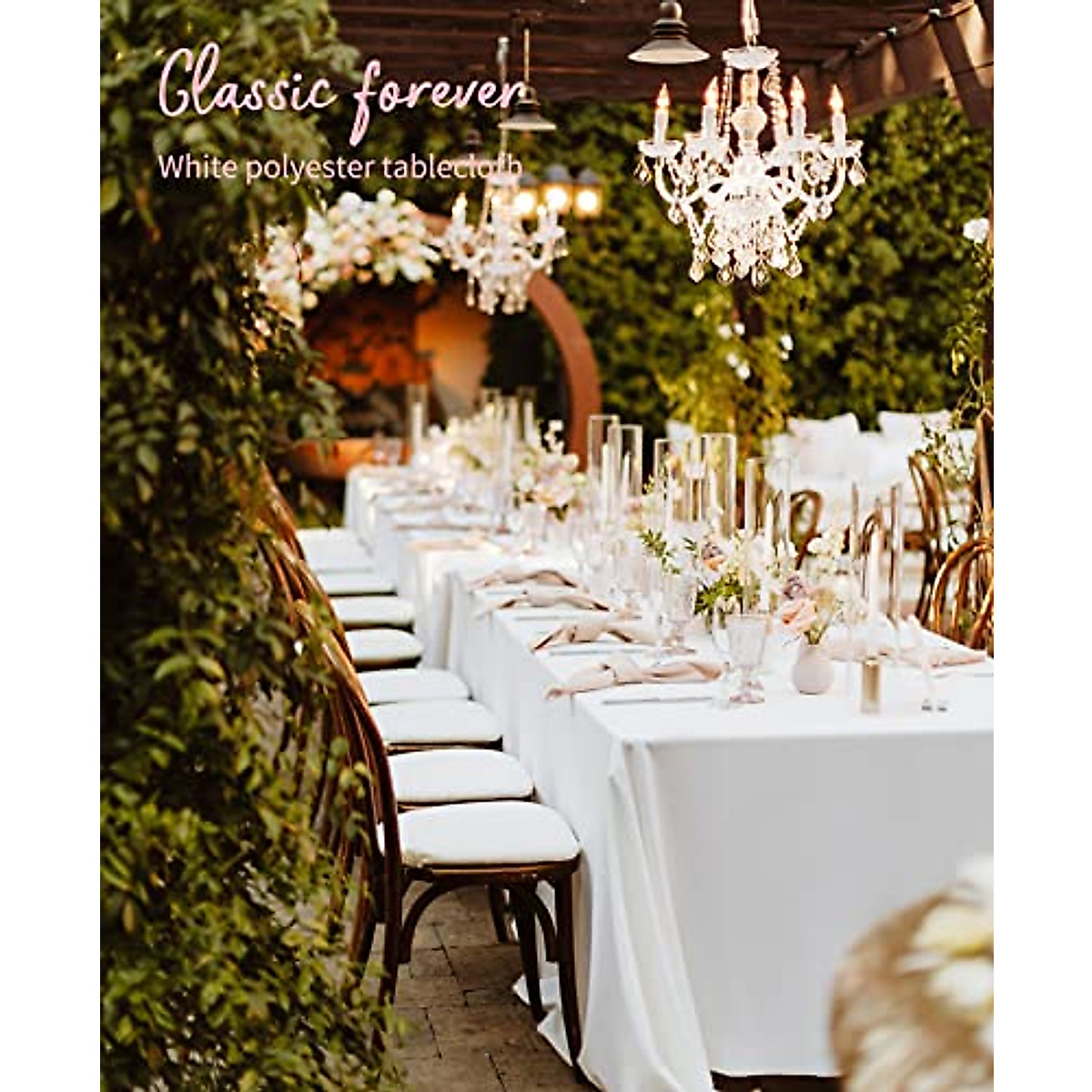 Pesonlook 12 Pack White Tablecloth-60 x 126Inch Rectangle Tablecloth Polyester Table Cloth for 8 Feet Rectangle Tables,Washable Fabric Table Cover for Wedding/Buffet Party/Dining Table/Events