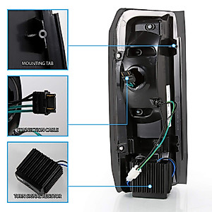 AmeriLite Truck 3D C-Type Halogen, Led, Tube Dark Smoke Replacement Tail Light Set For 1989-1996 Ford F150 Bronco F250 F350 - Passenger and Driver Side, Vehicle Light Assembly, Black