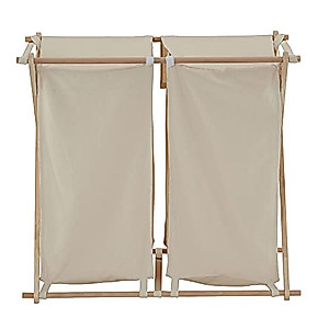 Household Essentials 6786-1 Collapsible Double X-Frame Laundry Hamper Sorter with Fold Over Lid , White