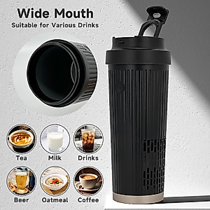 LILOOVKE Smart Cup Car Electric Cooling and Heating Cup 12V Car Travel Heating Cup Smart Coffee Mug 12oz Insulated Mug for Car/Office/Home/Travel Multi-function Temperature Control Electric Kettle