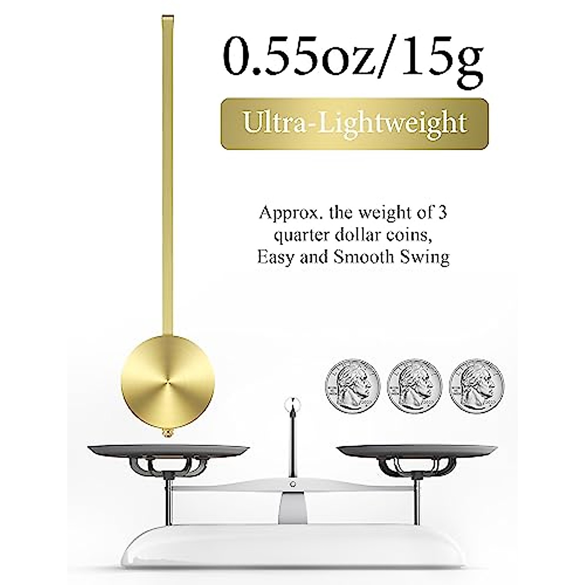 NiHome Quartz Wall Clock Pendulum Replacement Aluminum Traditional Mechanical Clock Pendulum Grandfather Clock Pendulum Replacement High Gloss Clock Pendulum (Gold)