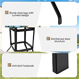 Tangkula Patio Bar Height Table, 32 Inch Outdoor Steel Square Bar Table, Bistro High Top Table W/Powder-Coated Tabletop, Solid Metal Frame, Ideal for Backyard, Poolside, Garden (Black)