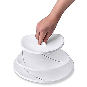 Collapsible Party Tray, 3 Tier - The Decorative Plastic Appetizer Trays Twist Down and Fold Inside for Minimal Storage Space. An Elegant Tray for Serving Sandwiches, Cake, Sliced Cheese and Deli Meat.