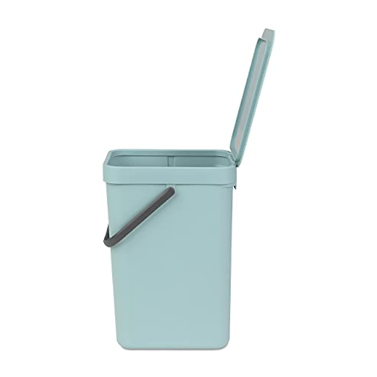 Brabantia Sort & Go Kitchen Recycling Can (3.2 Gal/Mint) Stackable Waste Organiser with Handle & Removable Lid, Easy Clean, Fixtures Included for Wall/Cupboard Mounting