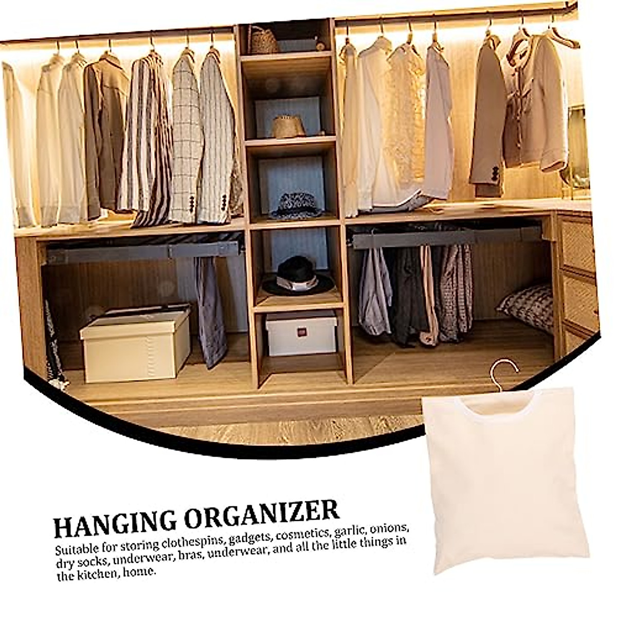 HOOTNEE Clothespin Bag Clothes Baskets Stockings Bag Clothes Pin Portable Clothespin Hanging Bag Hanging Underwear Bag Kitchen Storage Bag Hanging Storage Clip Hooks Stainless Steel Beige