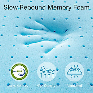 Maxzzz Queen Mattress Topper,2 Inch Ventilated Design Memory Foam Queen Mattress Topper,Cooling Gel Infused Swirl Foam Pad for Pressure Relief Back Pain, CertiPUR-US Certified