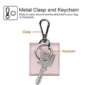 Fintie Case for AirPods 2&1, Premium PU Leather Magnet Closure Protective Portable Cover Skin with Metal Clasp and Keychain for AirPods 2&1, Rose Gold