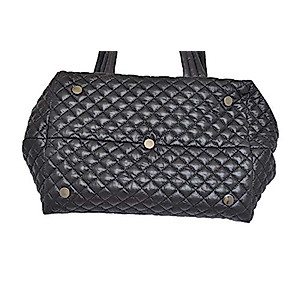 CLARANY Comfortable Lightweight Large Quilted Zipper Tote with Pouch water repellent Black