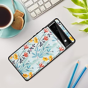 Bizzib for Google Pixel 6A Case Leather Wallet with Card Holder, Flip Cover Kickstand Magnetic Closure Shockproof Heavy Duty Protective Case for Google Pixel 6A,Yellow Floral