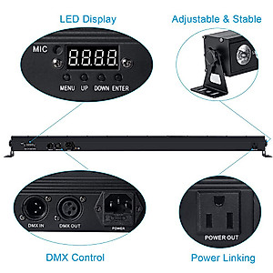 LED DMX Wash Light Bar - 96W 24LEDs RGBA Stage Light Bar Sound Activated Auto Play DJ Light Bar Uplights for Wedding Church Christmas Birthday Party Stage Lighting