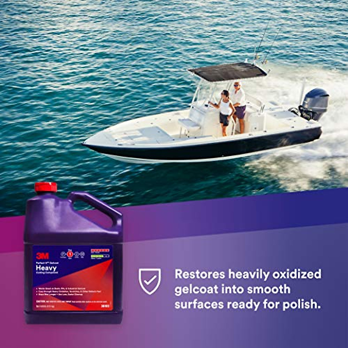 3M Perfect-It Gelcoat Heavy Cutting Compound, 36103, 1 Gallon, Fiberglass Oxidation Remover for Boats and RVs