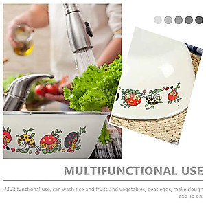 UPKOCH 2pcs Enamelware Serving Bowl Mushroom Retro Enamel Basin Soup Bowl Dessert Ice Cream Bowls Food Containers for Side Dish Snack Beige 16cm 18cm