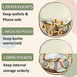 miss fong Leather Diaper Bag Backpack, Backpack Diaper Bag with Changing Pad(Regular + Mini)