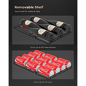 WATOOR 15 Inch Wine Cellar Refrigerator 30 Bottle Wine Cooler Lock Beverage Wine Center for Built-in & Free Standing | 36 F to 61 F Temperature Control l Stainless Steel Glass Door