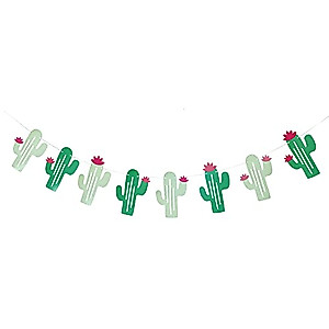 Tinksky Summer Theme Wedding Parties Decorations Single Sided Cactus Banner Pennant Tropical Party Birthday Party Festival Luau Hawaii children's party Decoration