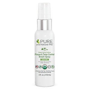 Pure and Natural Pet Organic Dental Solutions® USDA Certified Organic Plaque & Tartar Control Breath Spray 4 oz.