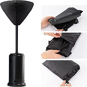 IDOXE Outside Patio Heater Cover Top for Standing Heat Lamp Waterproof with Zipper Classic Terrace Round Propane Fire Sense Gas Black Heater Head Covers Outdoor Stand Up