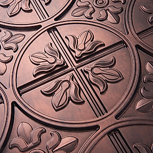 Art3d Drop Ceiling Tiles 2x2, Glue-up Ceiling Panel, Fancy Classic Style, Antique Copper