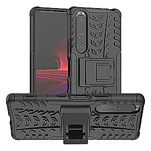 IMIRST Phone Case Sony Xperia 1 III Case Heavy Duty Shockproof Military Grade Dual Layer Hard Slim PC Hybrid Kickstand Protective Cover for Sony Xperia 1 III Hyun (Black) JX