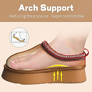 metricfalcon Women's Platform Mini Boots Slippers for Women Indoor Slippers Slip on Fur Fleece Lined Suede Short Ankle Boots