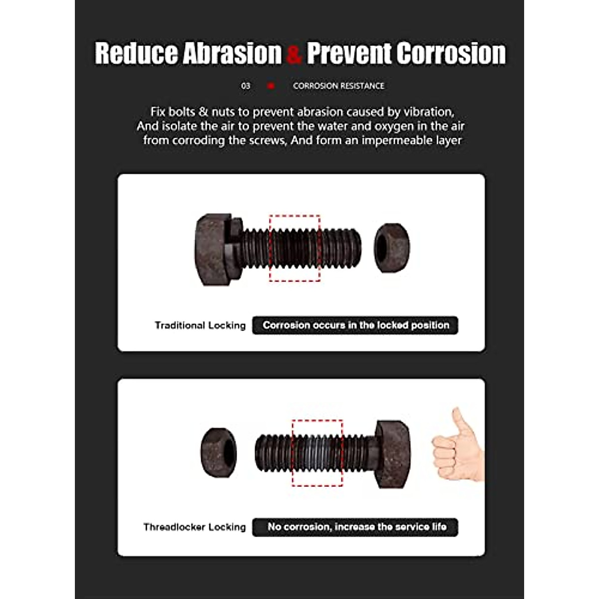 Blue Threadlocker M-242 Medium Strength Removable 0.4 Fl oz/12 ml Nut & Bolt Locker Lock Tight & Seal Fasteners Anaerobic Curing Metal Glue