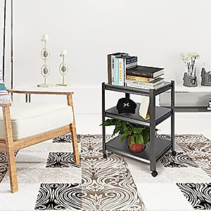 ALAPUR Adjustable Garage Shelving Heavy Duty with Wheels,3 Tier Metal Garage Storage Shelves Units for Basement Utility Shed Workshop, L23.6''xW15.7''xH33.5'',Black