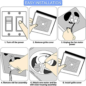Fiada Bathroom Vent Exhaust Fan Motor Replacement Electric Motors Kit Compatible with Nutone Broan 50CFM 120V (1 Piece)