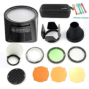 Godox AD200Pro AD200 PRO Pocket Strobe Flash, 200Ws TTL HSS 1/8000s 2.4G Studio Monolight, Lithium Battery Outdoor Speedlite with Godox H200R Ring Flash Head and Godox AK-R1 Round Head Accessories Kit