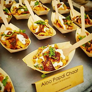 YESTOO Disposable Wood Serving Boats Plates Trays,100 Pack 6" Sturdier Than Bamboo, Biodegradable and Compostable Bowls (100, 6 INCH)