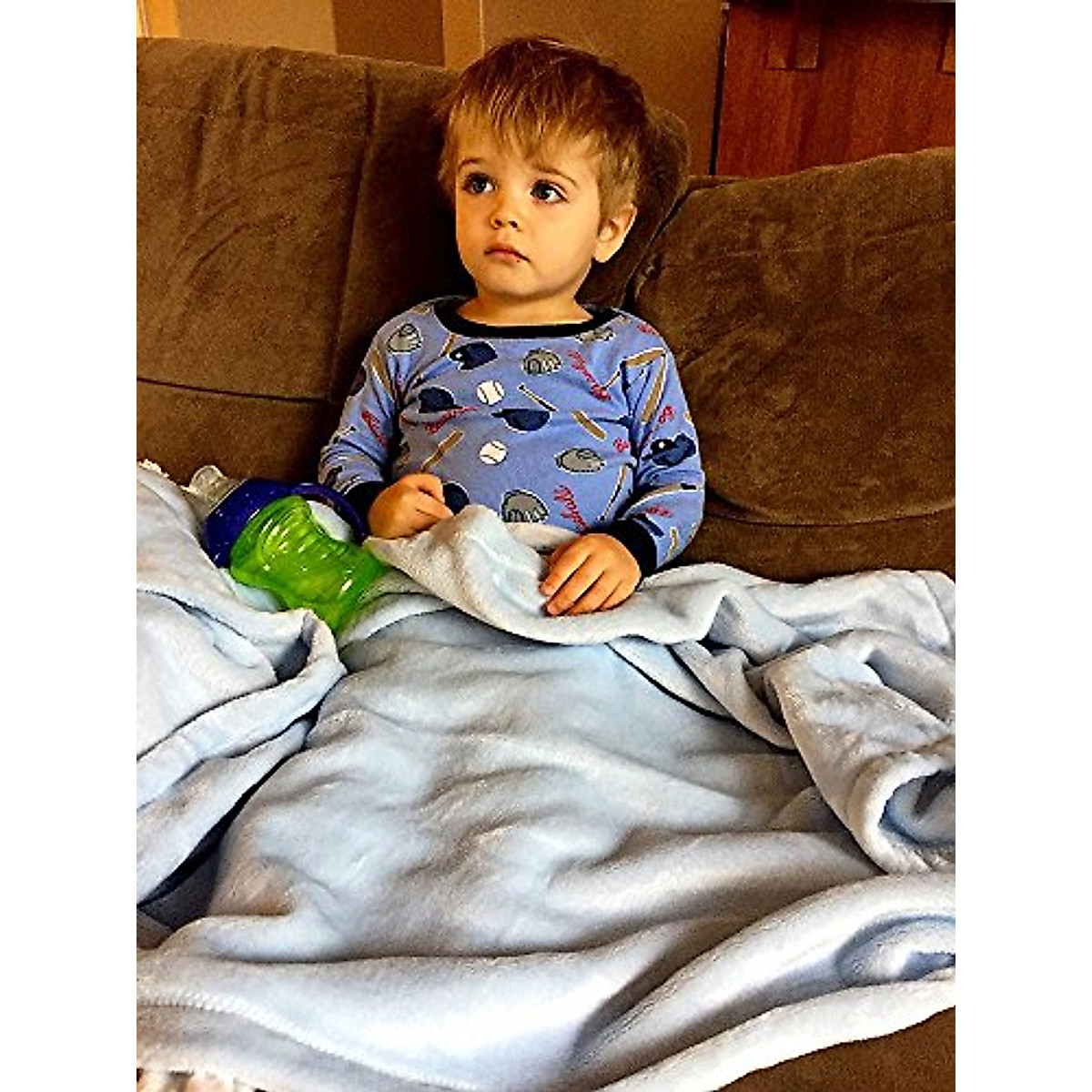 Higher Comfort Luxuriously Soft Baby Blanket - Baby Blue - 30" x 40" - Super Soft Baby Blankets for Boys | Receiving Blanket | Ideal for Newborns, Cribs, Strollers and Baby Showers