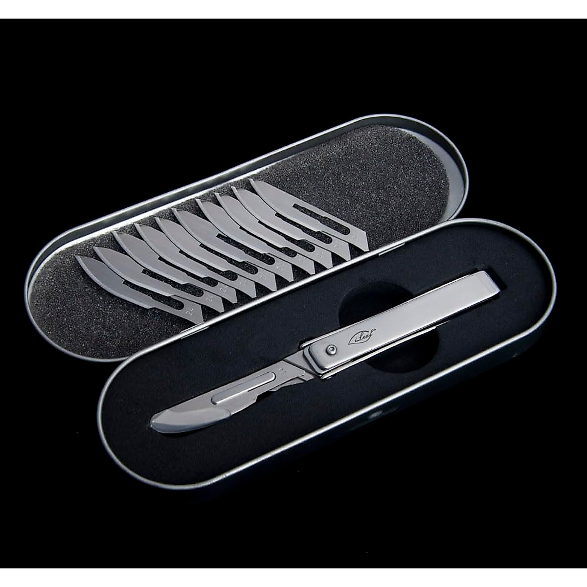 ILEAF Stainless Steel Pocket Folding Utility Knife with 10 Replaceable Blades, Ultra Compact and Lightweight (Stainless Steel)