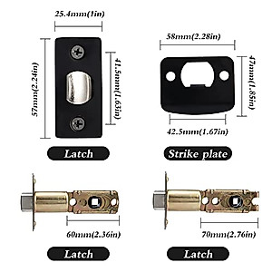 MAXECURITY Passage Door Lever Matte Black Square Interior Door Handle Keyless Doorknob Hall and Closet Lockset Handleset，Heavy Duty Non-Locking Lever Set for Left or Right Handing.