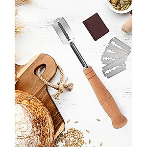 DOYOLLA Bread Proofing Baskets (Set of 3, 8.5inch), Sourdough Bread Making Supplies w/Bread Lame and Scraper, Dough Proofing Rising Bowls Kit for Sourdough Starter