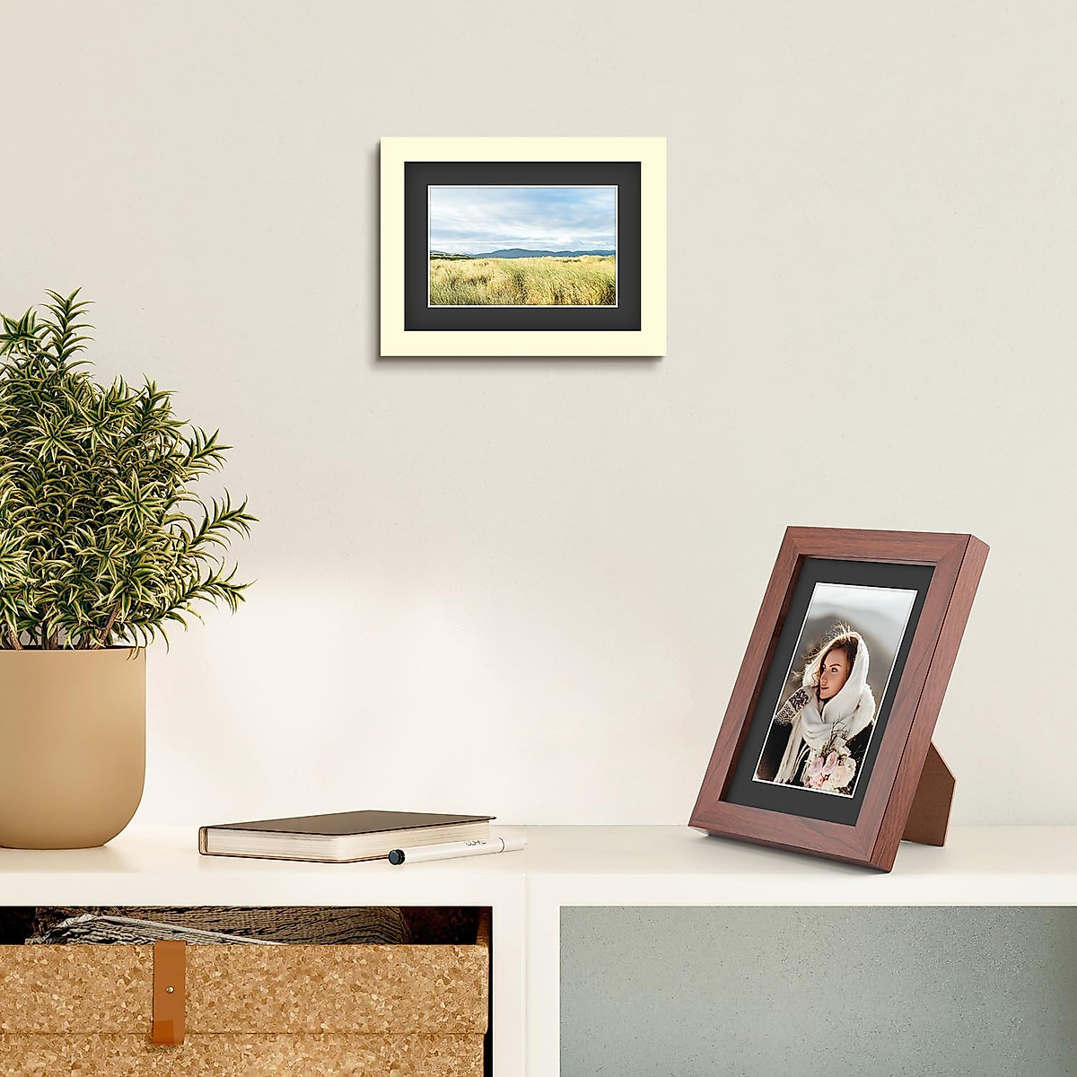 Mat Board Center, Pack of 25, 5x7 for 4x6 Black Mats - Acid Free, 4-ply Thickness, White Core - for Pictures, Photos, Framing