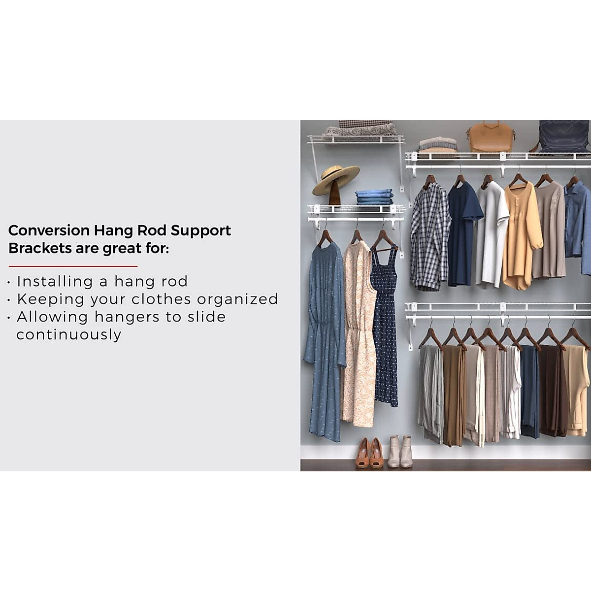 ClosetMaid 5655 Hang Rod Support Conversion Bracket, White