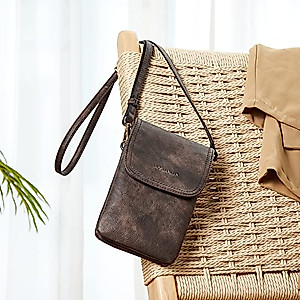 BOSTANTEN Leather Small Crossbody Bags for Women Designer Cell Phone Bag Wallet Purses Adjustable Strap Retro Coffee