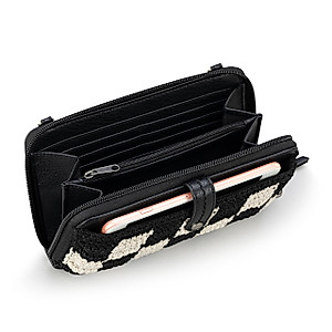 The Sak Iris Smartphone Crossbody Purse - Women's Cellphone Bag & Wallet For Everyday - Convertible Wristlet With Zipper in Black Check/Crochet