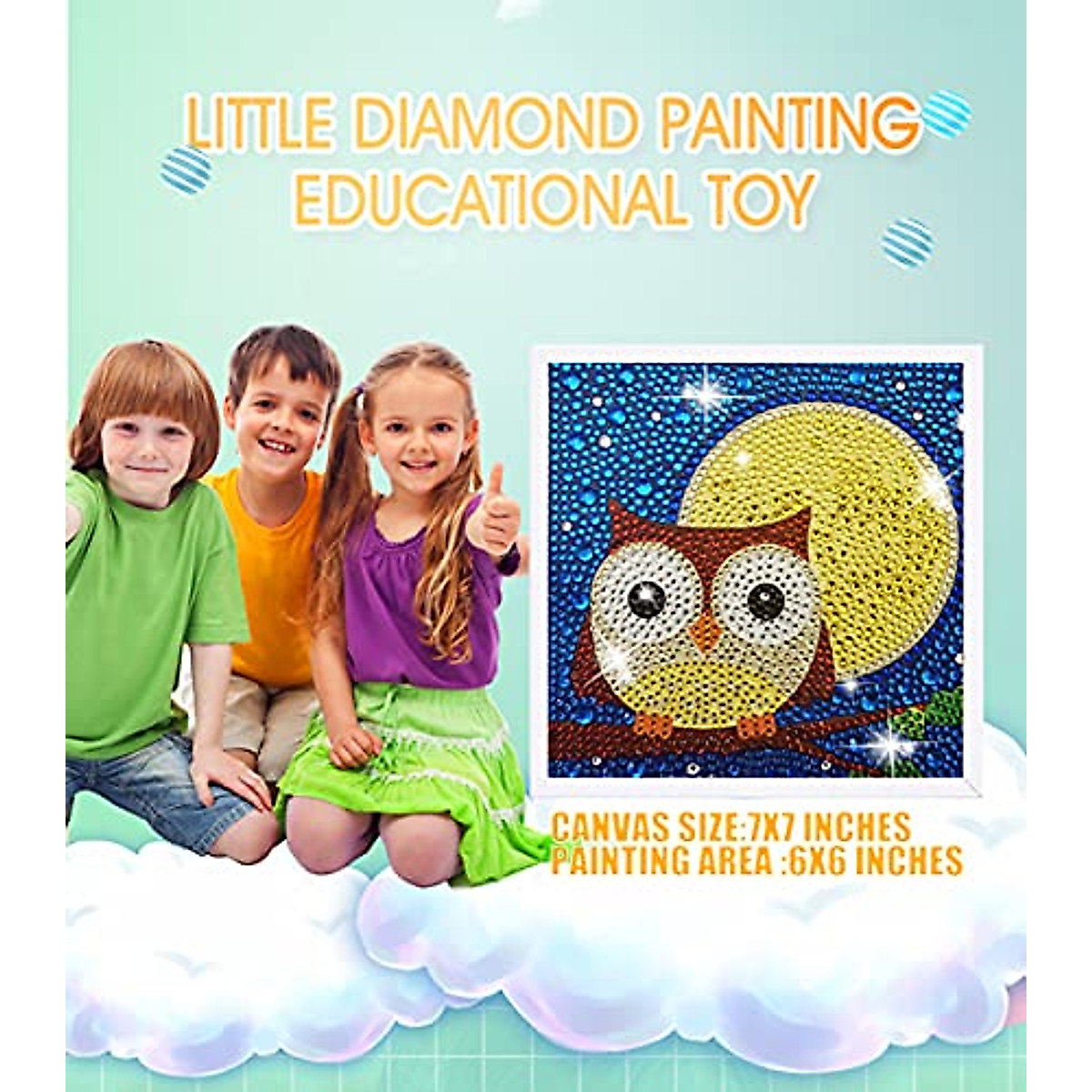 cupmod 6 Pieces 5D Diamond Painting Kit for Kids, Full Drill Diamond Painting Kits for Beginners DIY Diamond Art Craft Set for Home Wall Decor 6x6 inch