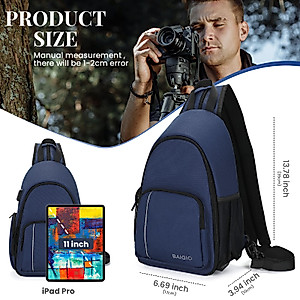 BAIGIO Camera Sling Bag Small Camera Backpack for Photographers,Water-resistant Camera Crossbody Bag Travel Caemra Backpack for DSLR SLR Mirrorless Camera
