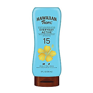 Hawaiian Tropic Everyday Active Lotion Sunscreen SPF 15, 8oz | Hawaiian Tropic Sunscreen SPF 15, Sunblock, Broad Spectrum Sunscreen, Oxybenzone Free Sunscreen, Water Resistant Sunscreen, 8oz
