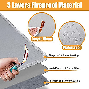 Amerbro 24 x 31in Fireproof Grill Mats for Outdoor Grill to Protect Your Grill Table - Heat Resistant Grill Table Mat - Waterproof & Oilproof BBQ Mat - Grey