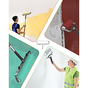 Buyplus 18 Foot High Reach Paint Roller with Lightweight Sturdy Aluminum 3-12FT Telescoping Extension Pole, Multi-Function Paint Roller Kit, House Paint Roller Brush for Walls, Ceiling, Decks, Doors