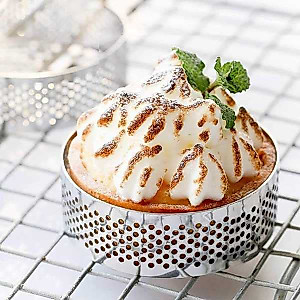 Nebel 10Pcs Circular Tart Rings with Holes, Perforated Tart Rings for Baking, Steel Fruit Pie Quiches Cake Mousse Kitchen Baking Mould 8cm