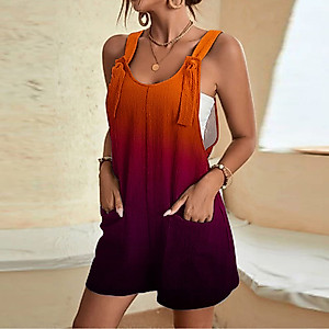 Hvyesh Todays Daily Deals Womens Jumpsuits Casual Dressy Summer Summer Jumpsuit for Women 2024 Short Rompers Casual Loose Sleeveless Tie Knot Strap Jumpsuits Overalls with Pockets Orders My