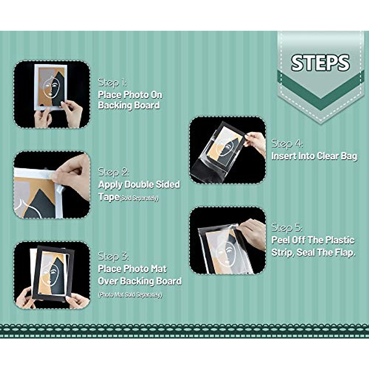 Golden State Art, Pack of 100, 5 1/4 X 7 1/8 inches Crystal Storage Bags - Acid-Free Clear Sleeves - Fit for 5x7 Photo Framing Mats Gifts (NS1)