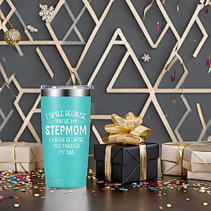 WOELIVE Stepmom Gifts - Best Stepmom Ever Stainless Steel Coffee Mug Tumbler with Lid - Birthday Gift for Bonus Mom, Christmas Gifts for Stepmom, 20oz Insulated Stepmom Tumbler